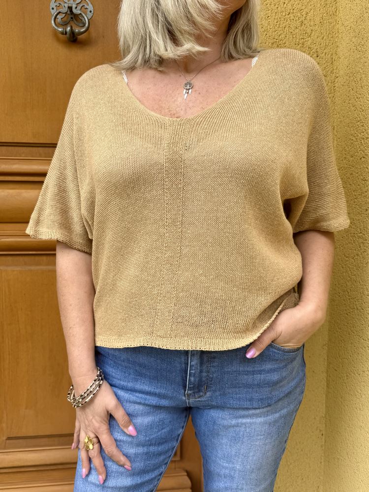 Pull fin Mario camel - Boutique Route du Sud